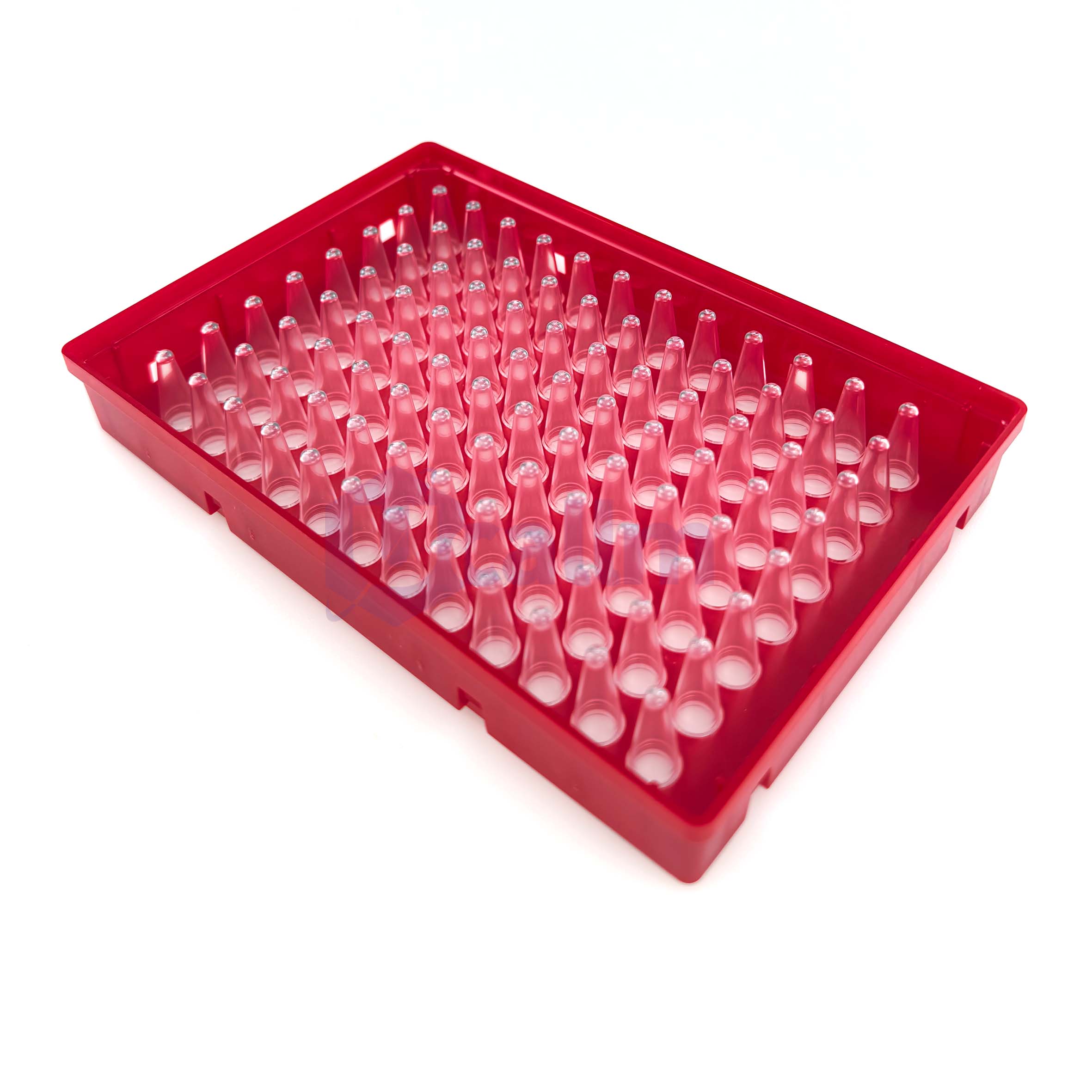 96 Well Full Skirt PCR Plate, 0.1mL, Clear PP Wells, Red PC Frame, H1 ...
